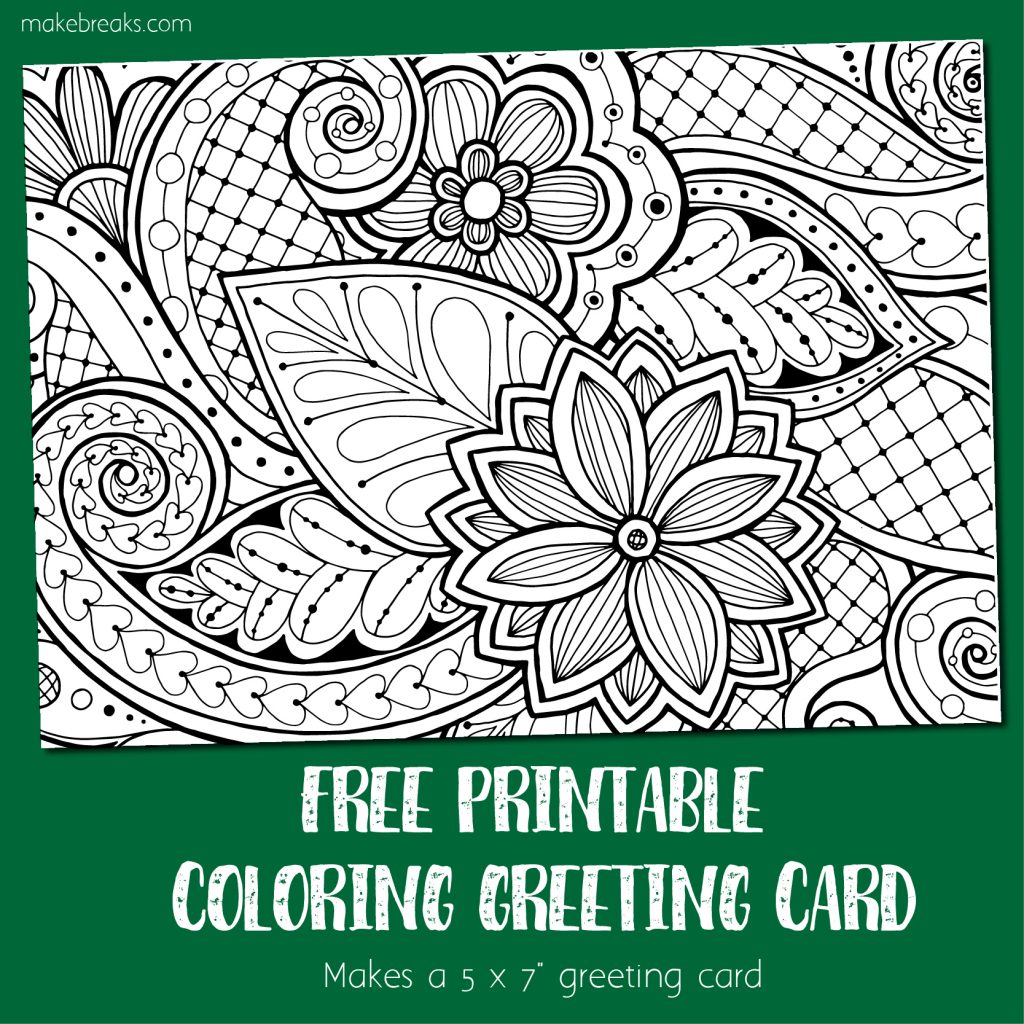Coloring Card 2 - Greeting Card to Color - Make Breaks