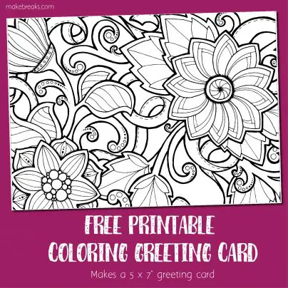 Coloring Card 4 - Greeting Card to Color (Flowers) - Make Breaks