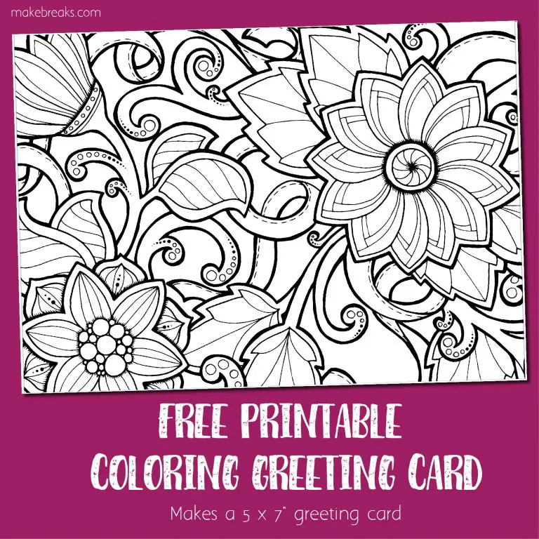 Coloring Card 4 - Greeting Card to Color (Flowers) - Make Breaks