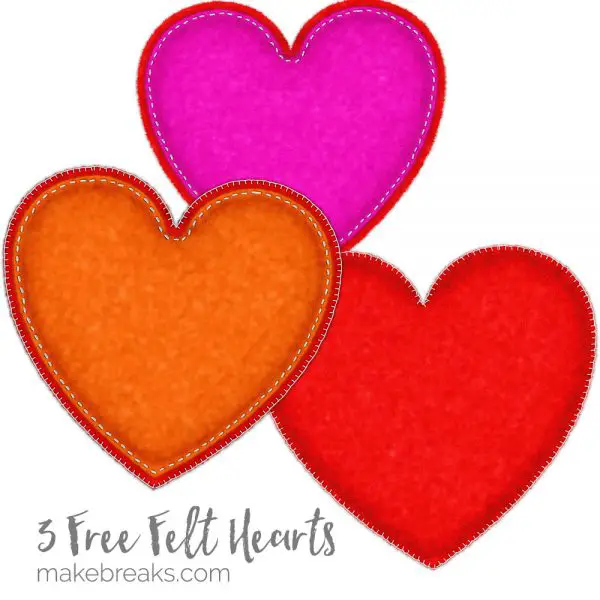 Three Free Felt Heart Embellishments - Make Breaks