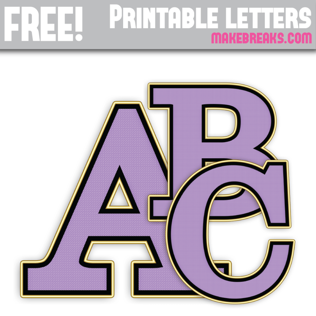 Purple Gold Edged Free Printable Alphabet - Make Breaks