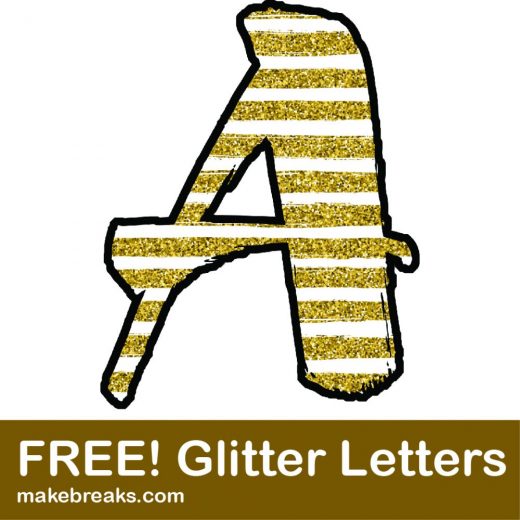 Free Gold Striped Glitter Hand Drawn Letters to Download - Make Breaks