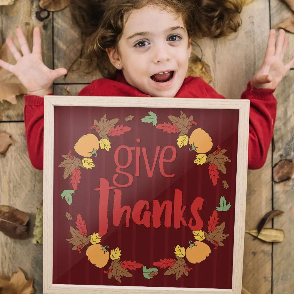 Free Square Give Thanks Thanksgiving Printable Poster - Make Breaks
