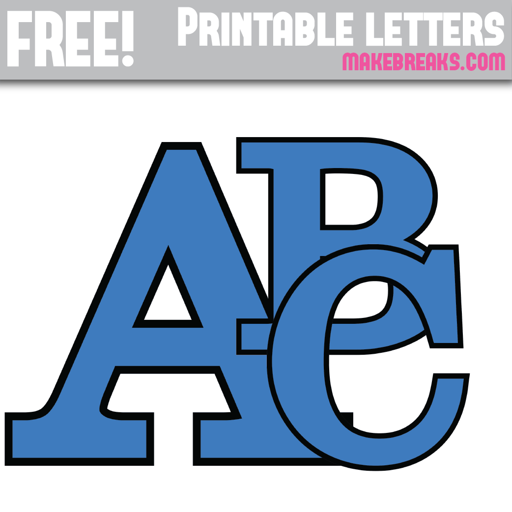 Blue With Black Edge Free Printable Alphabet - Make Breaks