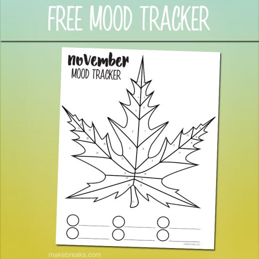 Free November Mood Tracker Tracking Page - Leaf - Make Breaks