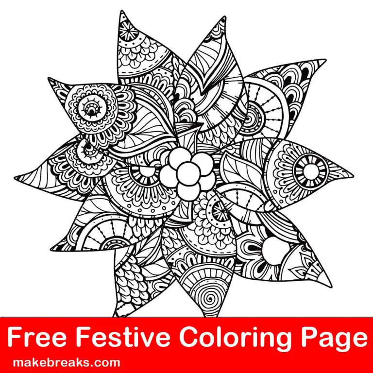 Free Christmas Holiday Detailed Patterned Poinsettia Coloring Page ...