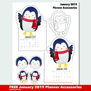 Free January 2019 Penguin Planner Printables - Make Breaks