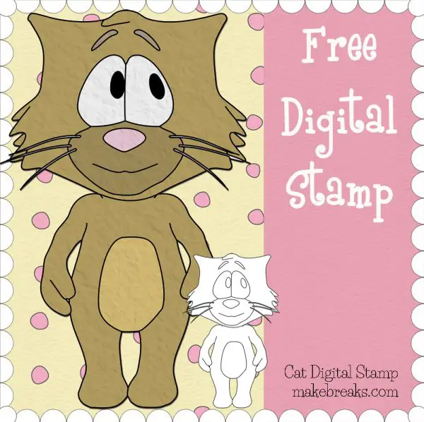 Free Digital Stamp - Cute Cat - Make Breaks