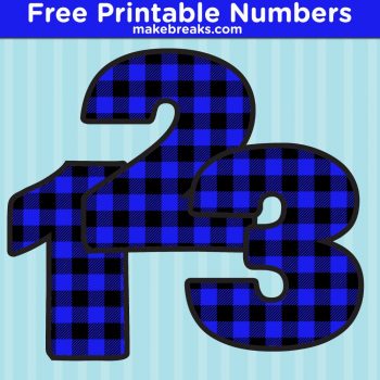 Free Printable Bold Blue Plaid Numbers - Make Breaks
