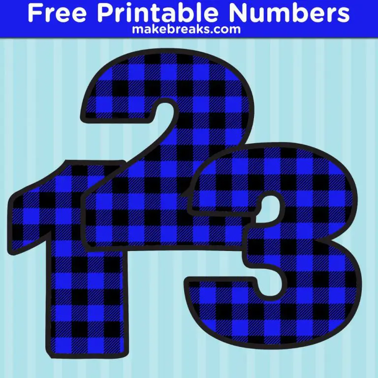 Free Printable Bold Blue Plaid Numbers - Make Breaks