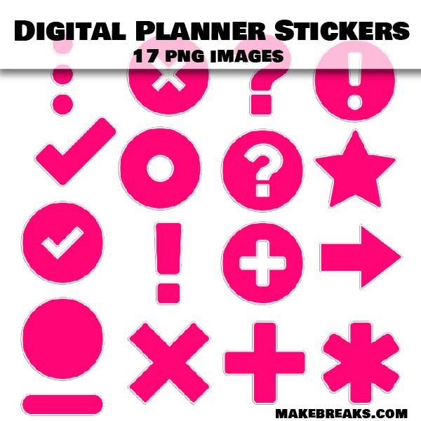 Pink Arrow/Sign Digital Planner Stickers - Make Breaks