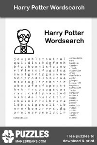 Harry Potter Wordsearch Puzzle - Make Breaks