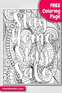 Free Stay Home, Stay Safe Word Coloring Page 2 - Make Breaks