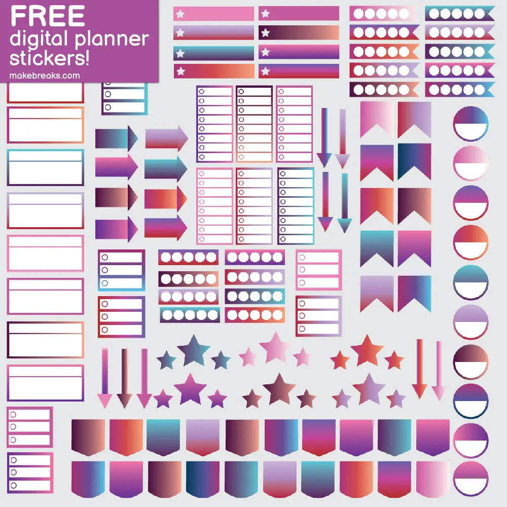 Free Unicorn Gradient General Digital Stickers For Goodnotes Digital 