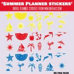 Free Summer Themed Digital Planner Stickers - PNG Files - Make Breaks