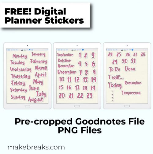 Free Pink Essential Words Digital Planner Stickers for Goodnotes & PNG ...