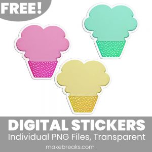 Free Ice Cream Digital Planner Stickers - PNG Files - Make Breaks