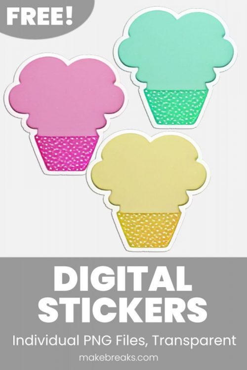 Free Ice Cream Digital Planner Stickers - PNG Files - Make Breaks