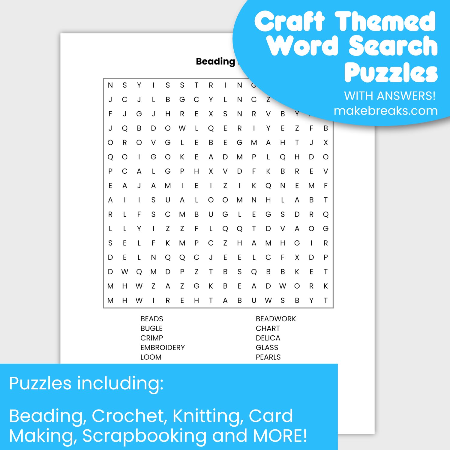 Free Craft Themed Wordsearch Puzzles - Make Breaks