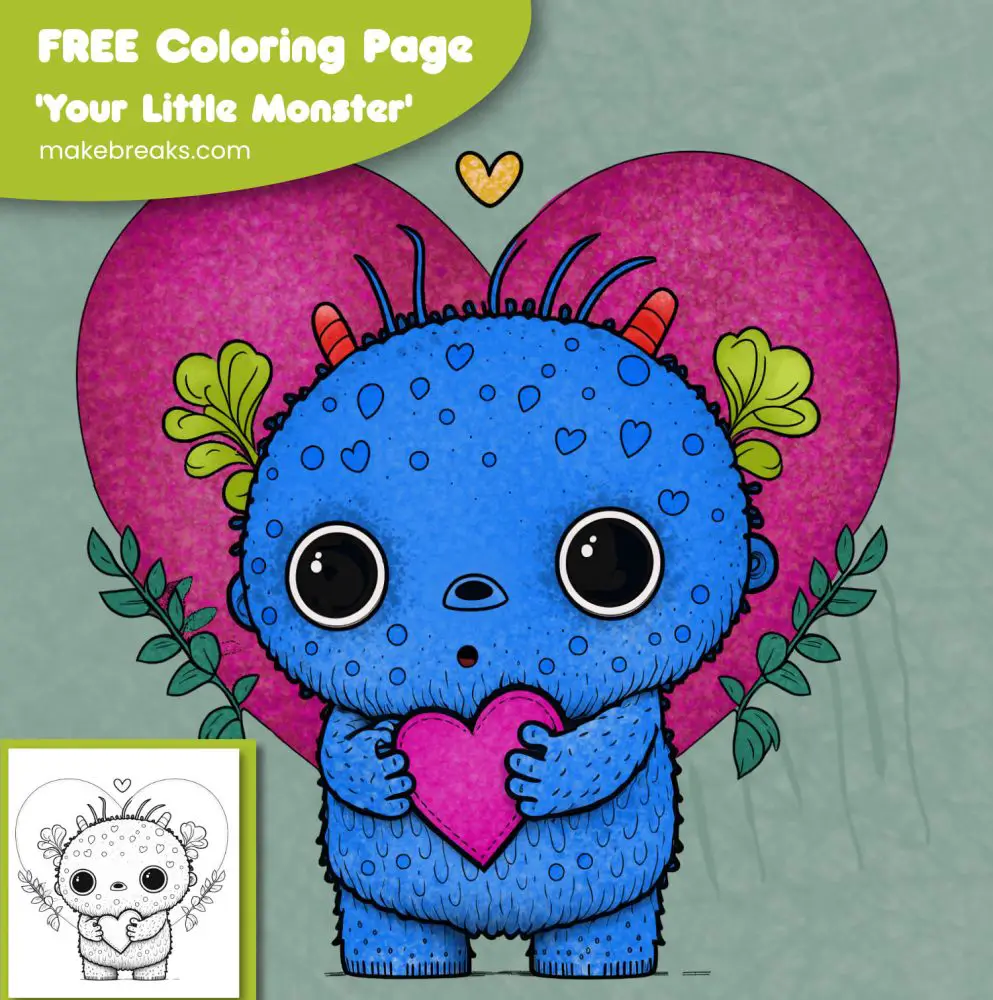 FREE Valentine Cute Critter Weekly Coloring Page - Week 5 - Make Breaks