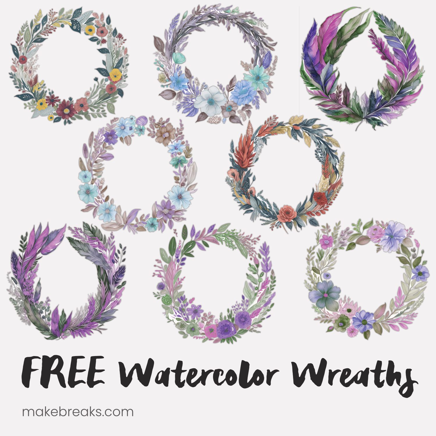 Free Watercolor Floral Wreaths for Digital Planners & Scrapbooking ...