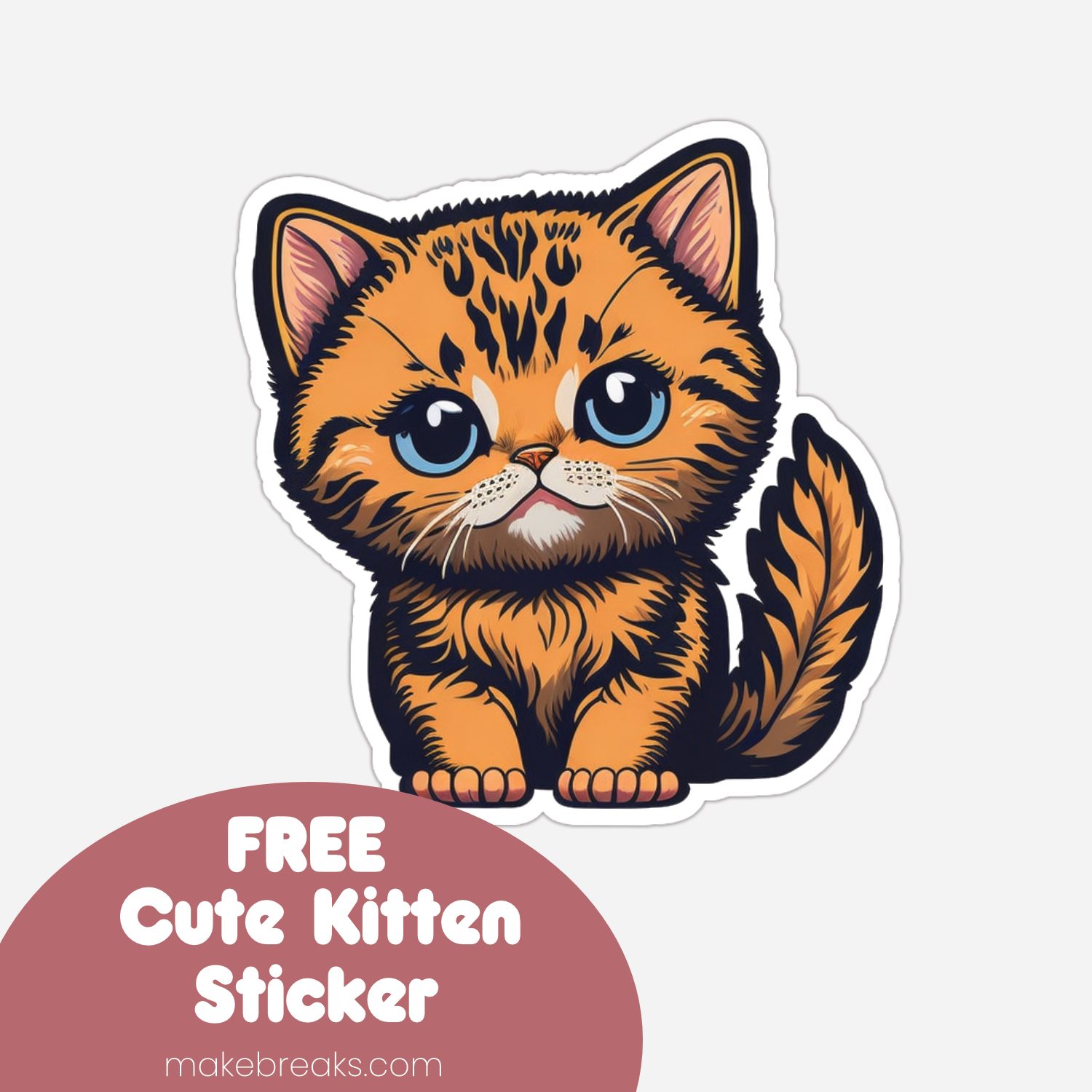 Free Cute Kitten Sticker Clipart - Make Breaks
