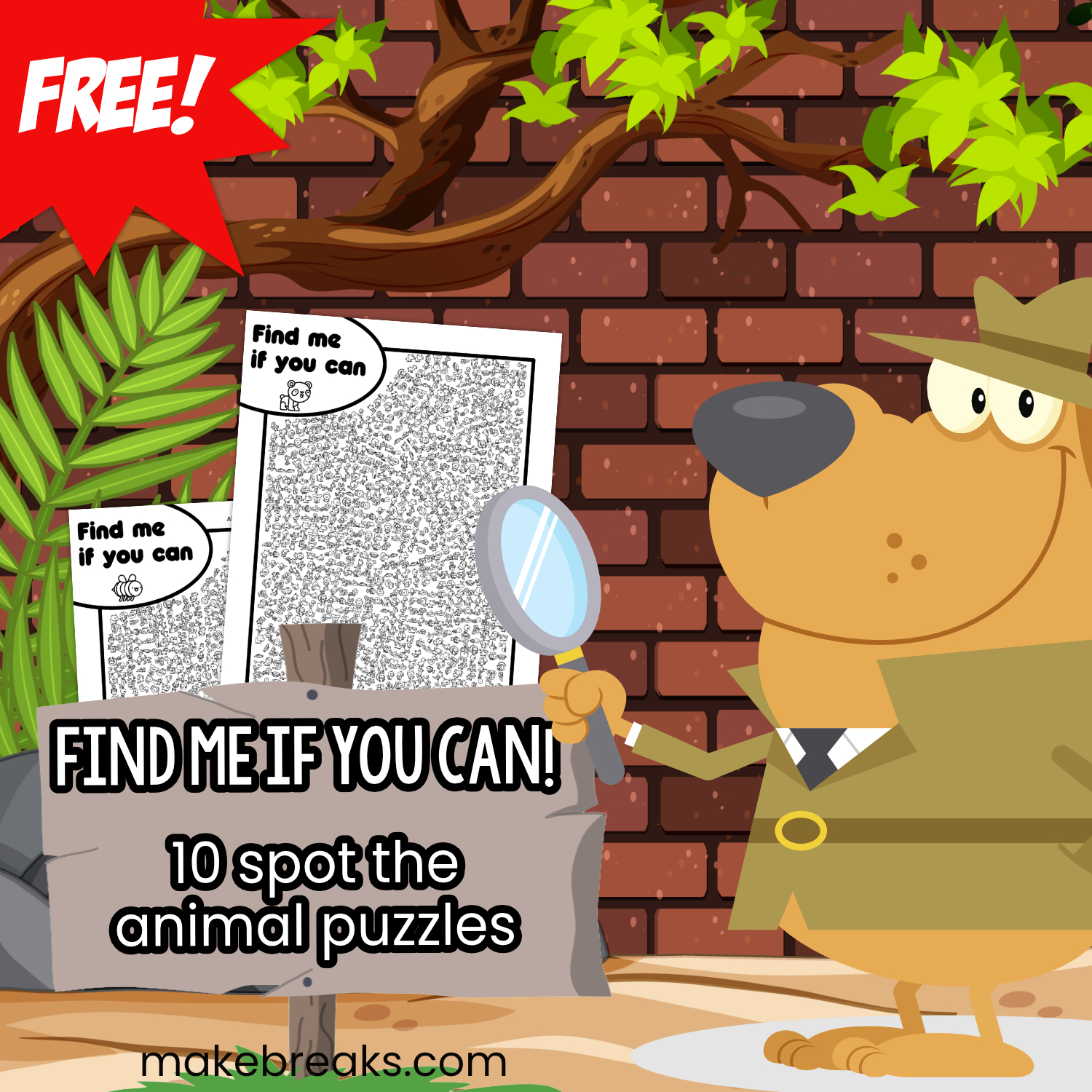 Find Me If You Can - 20 Spot the Animal Puzzles - Make Breaks