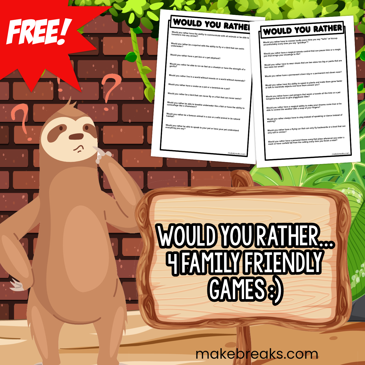 Free 'Would You Rather' Games for Road Trips and Parties - Make Breaks