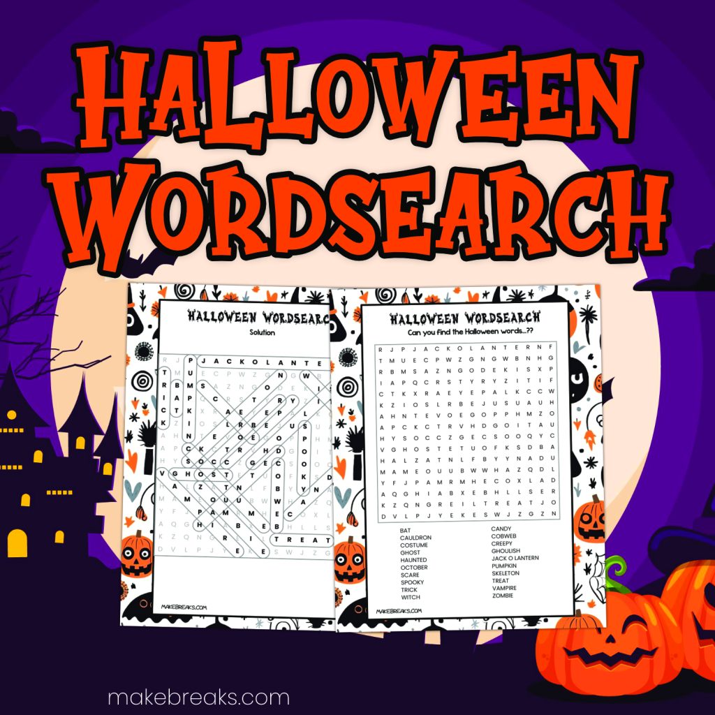 Free Printable Halloween Wordsearch - Make Breaks
