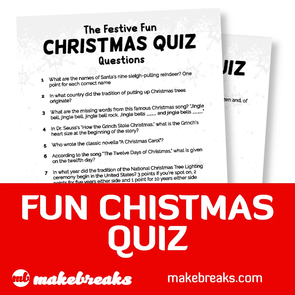 Fun Family Friendly Christmas Quiz - Make Breaks