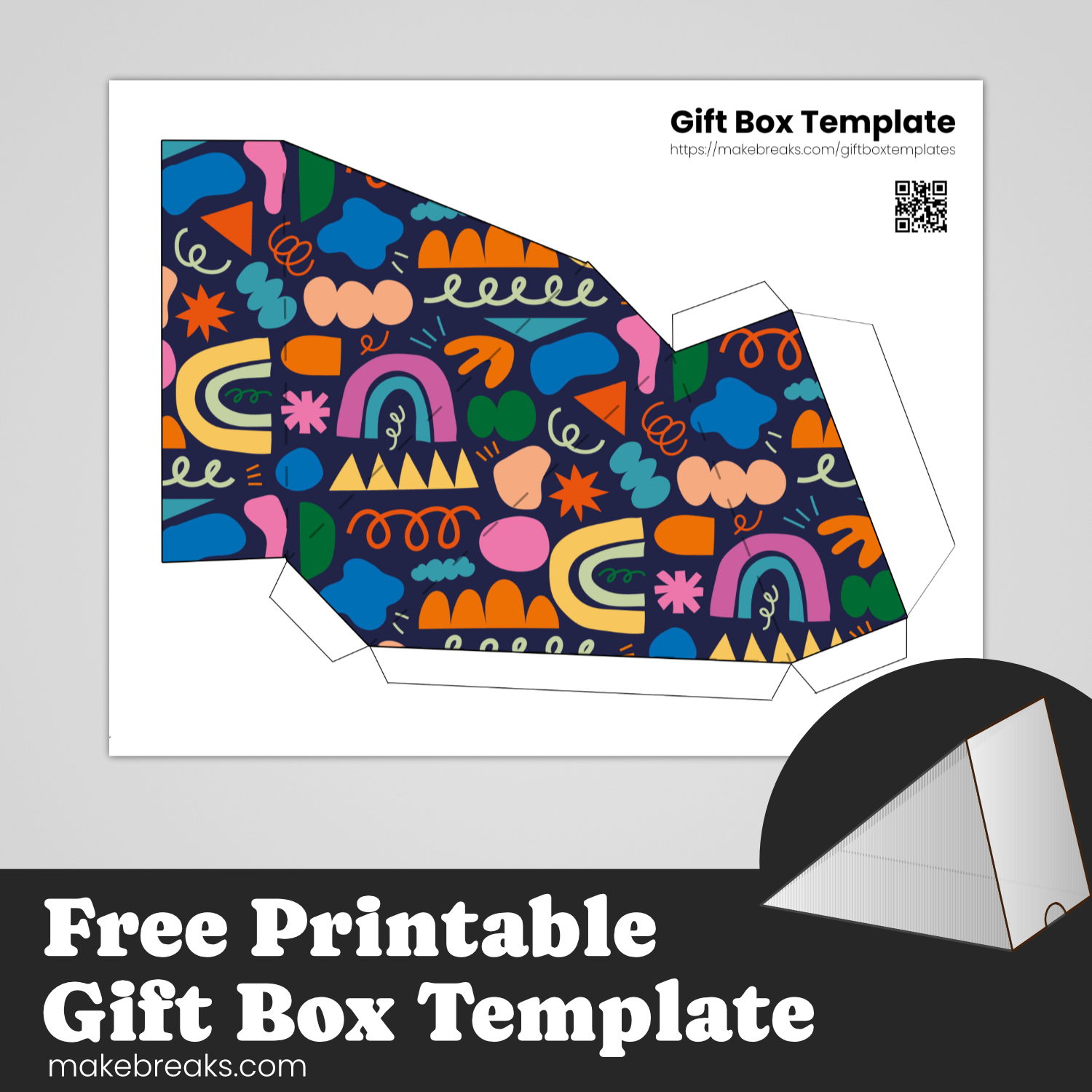 Free Printable Pie Gift Box - Abstract Design - Make Breaks