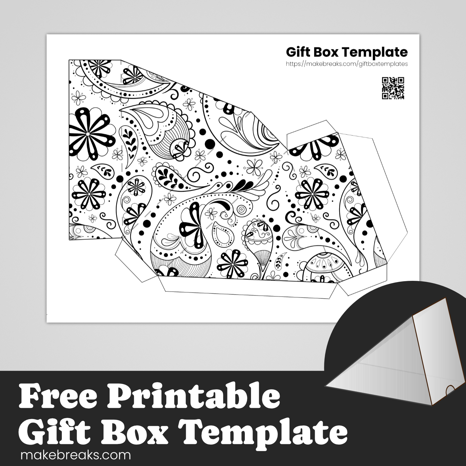 Free Printable Pie Gift Box To Color 3 - Make Breaks