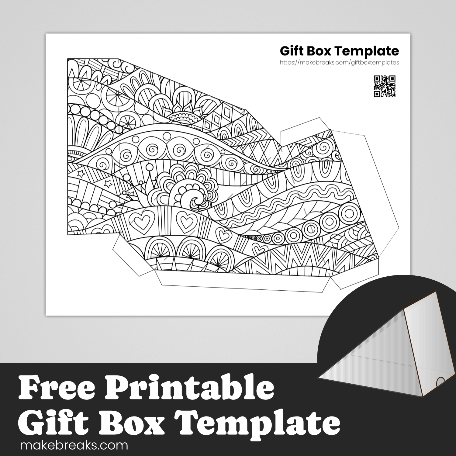 Free Printable Pie Gift Box To Color 2 - Make Breaks