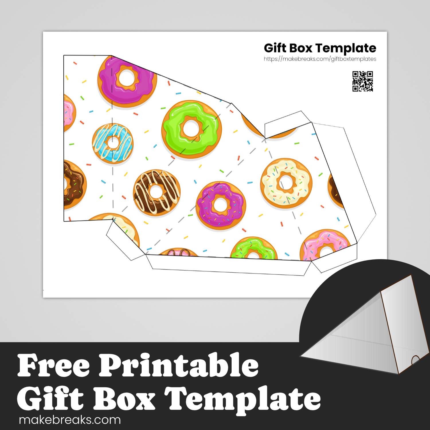 Free Printable Pie Gift Box - Donut Design - Make Breaks