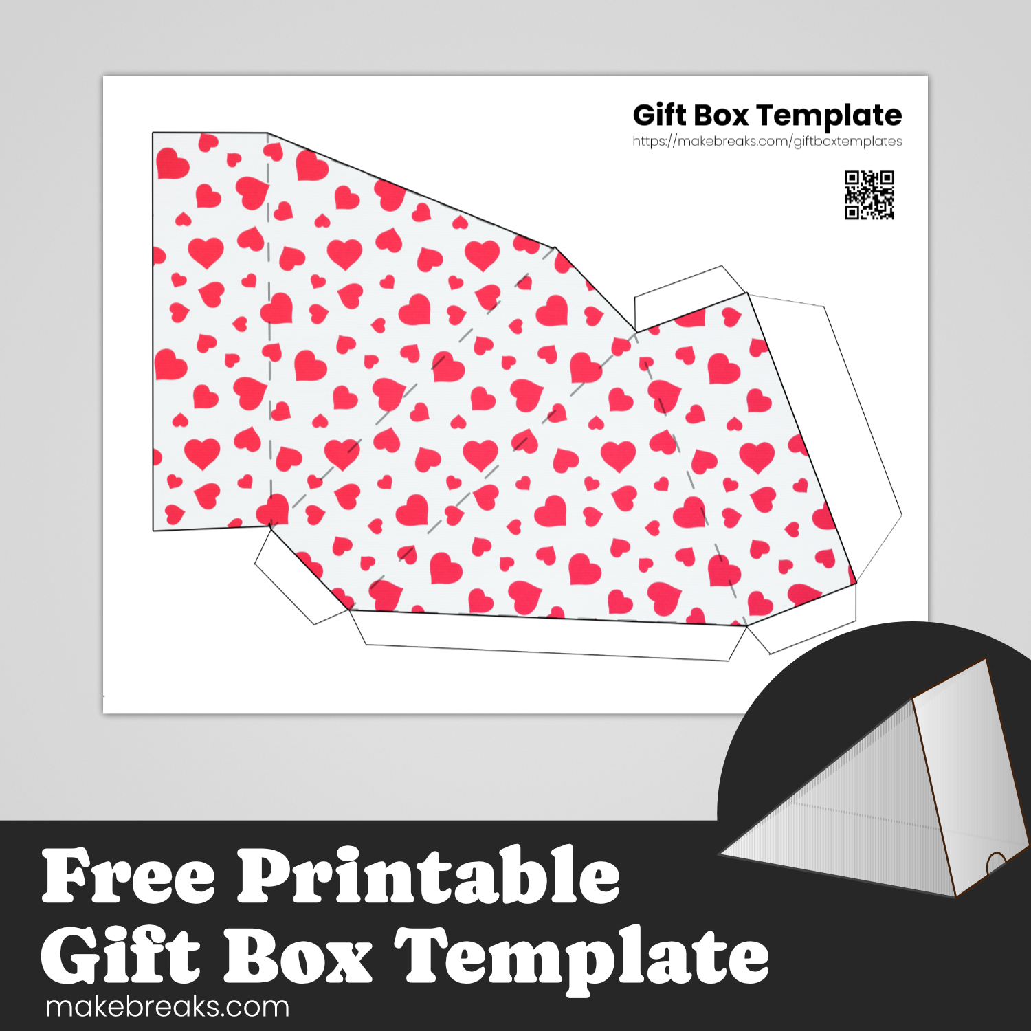 Free Printable Pie Gift Box - Heart Design - Make Breaks