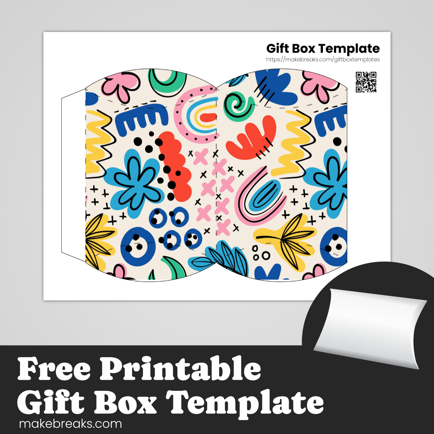 Abstract Pattern Pillow Box - Free Printable Gift Box Template - Make ...