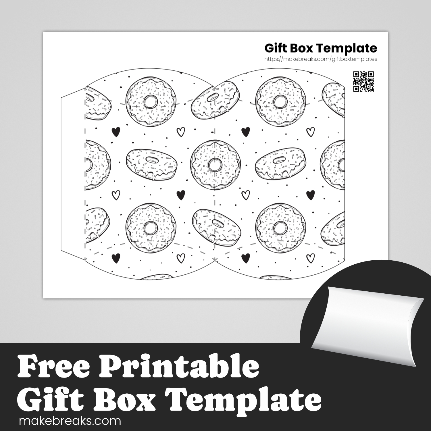 Gift Box To Color - Donut Pattern - Make Breaks