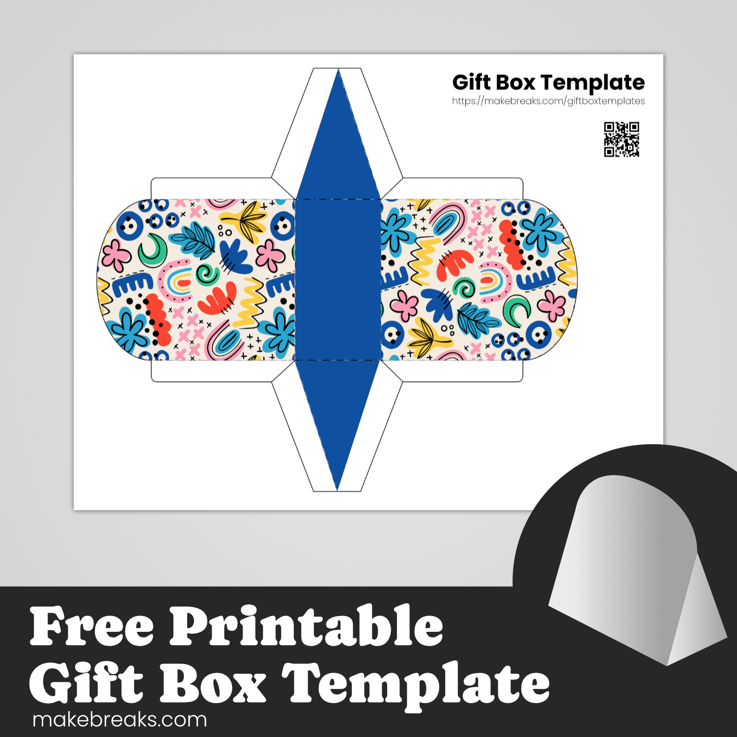 Free Printable Folded Gift Box Abstract Design - Make Breaks
