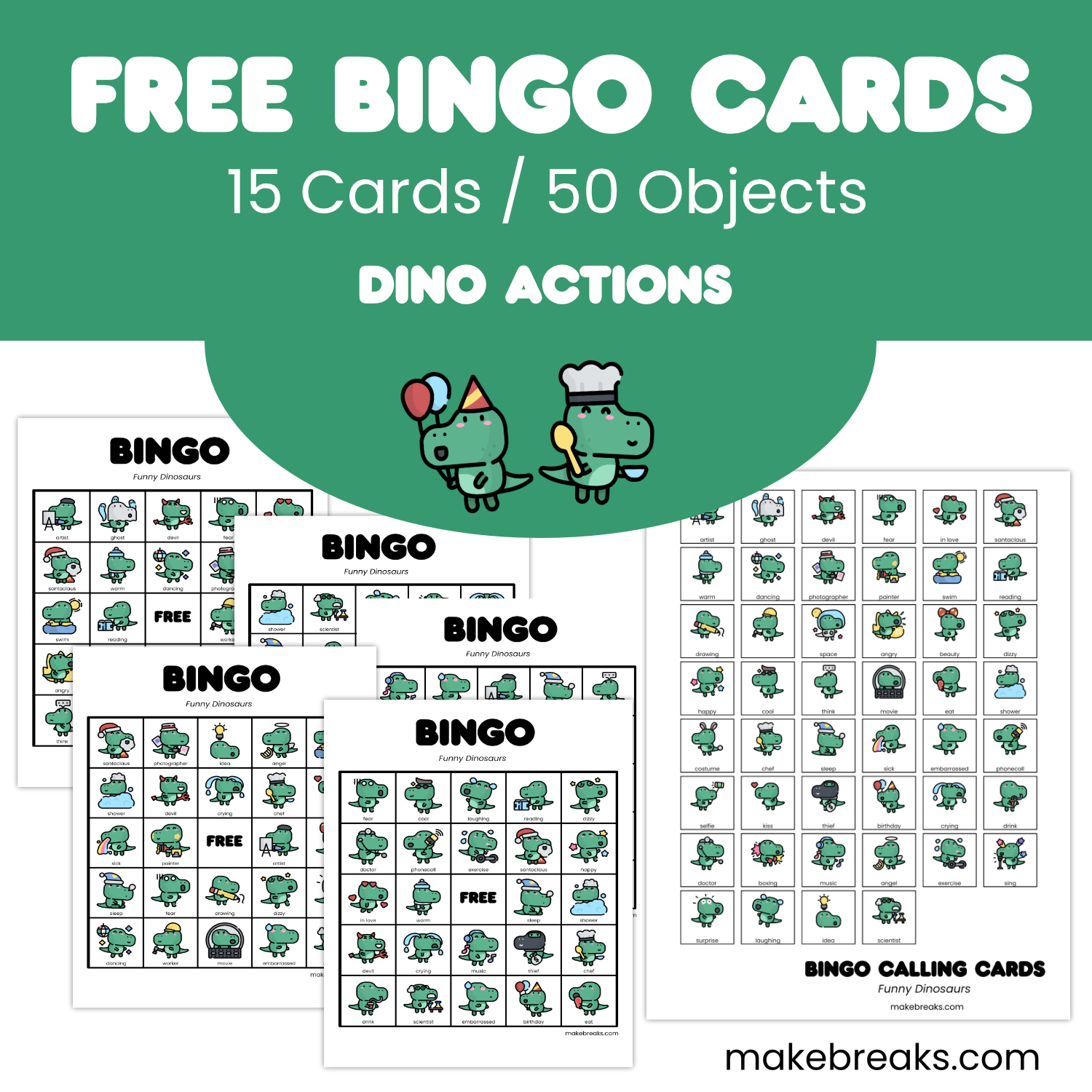 Free Printable Dinosaur Actions Bingo Cards - Make Breaks