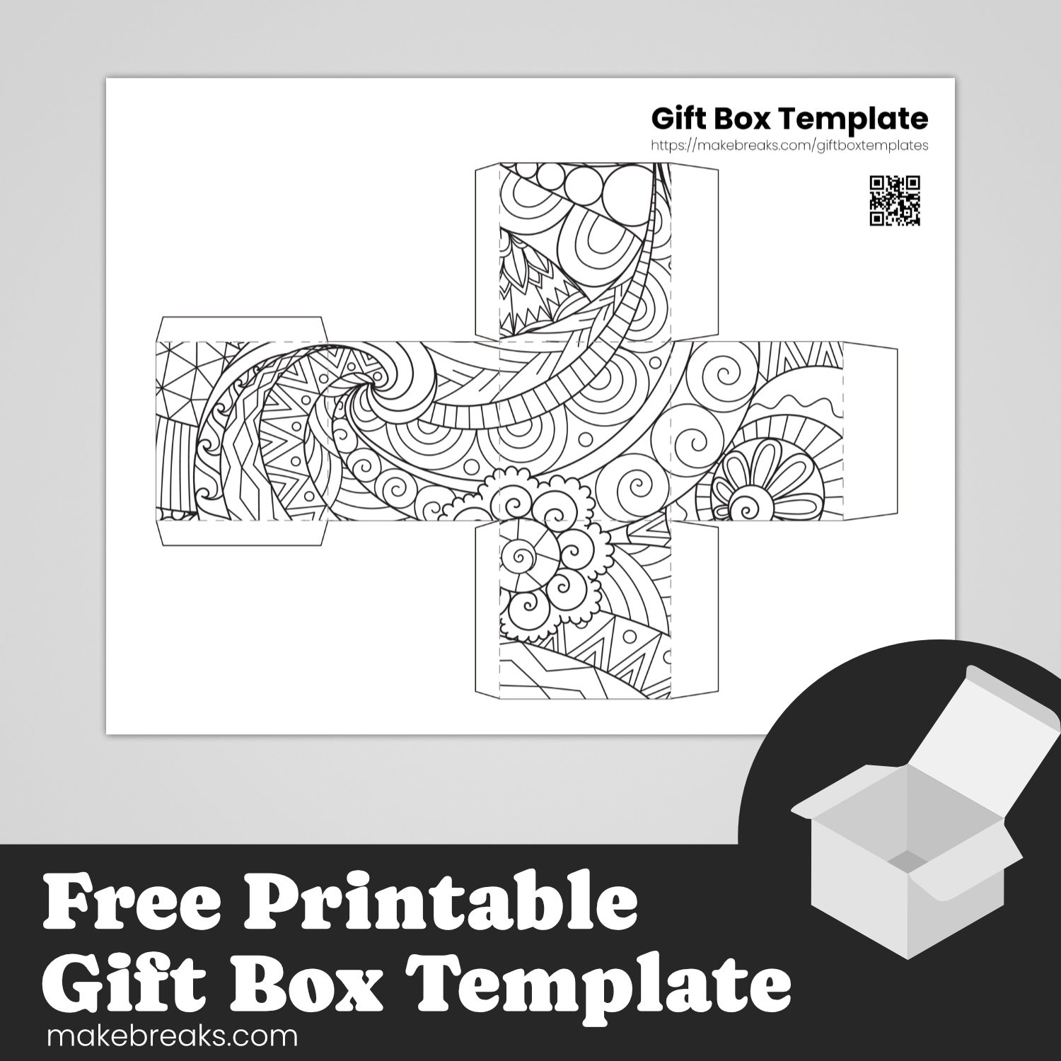 Free Printable Cube Gift Box to Color - Make Breaks