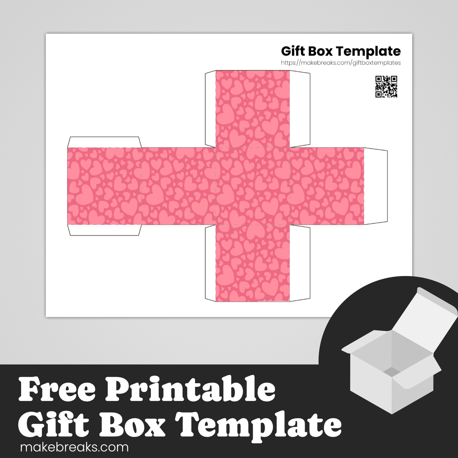 Free Printable Gift Box With Heart Design - Make Breaks