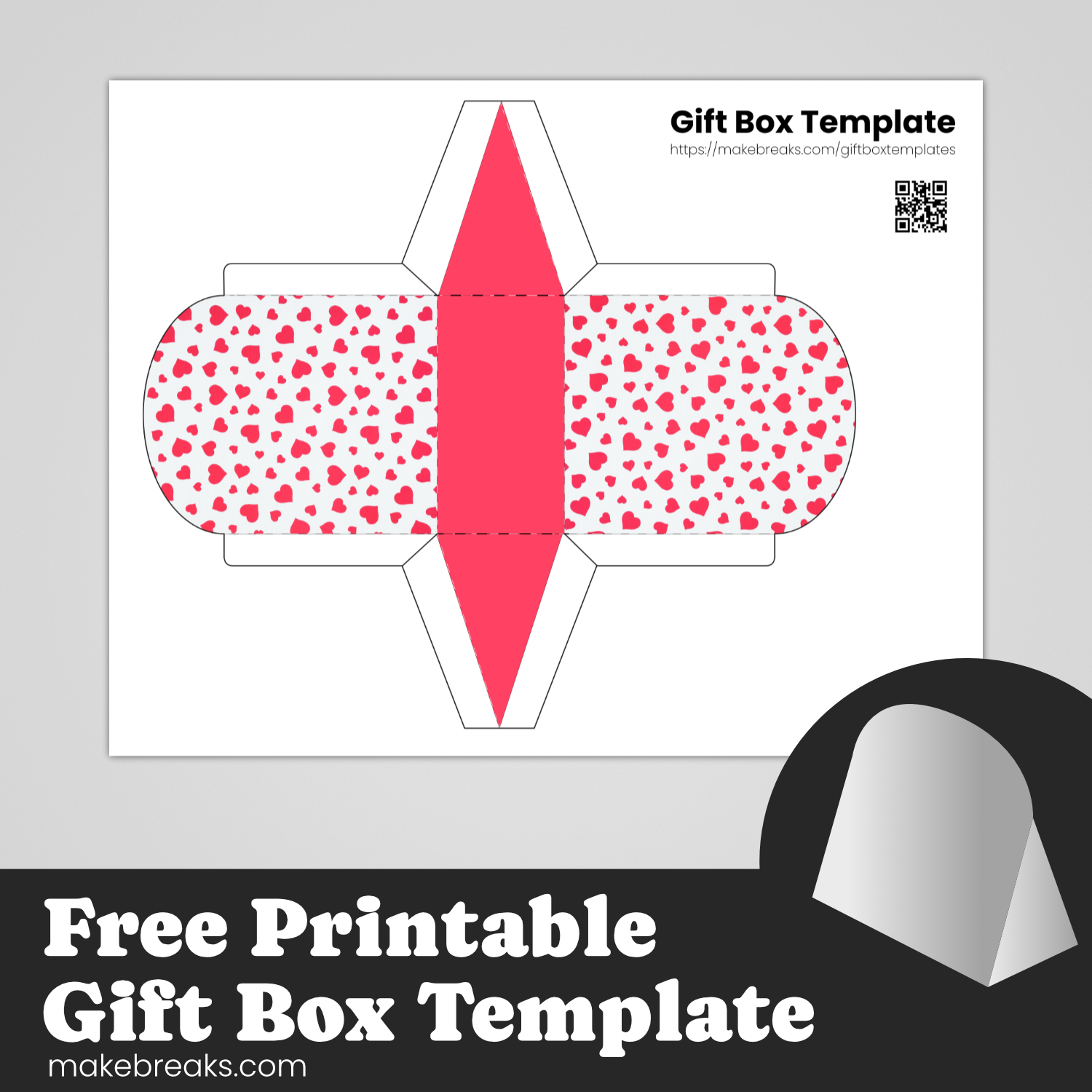 Free Printable Folded Gift Box Heart Design - Make Breaks