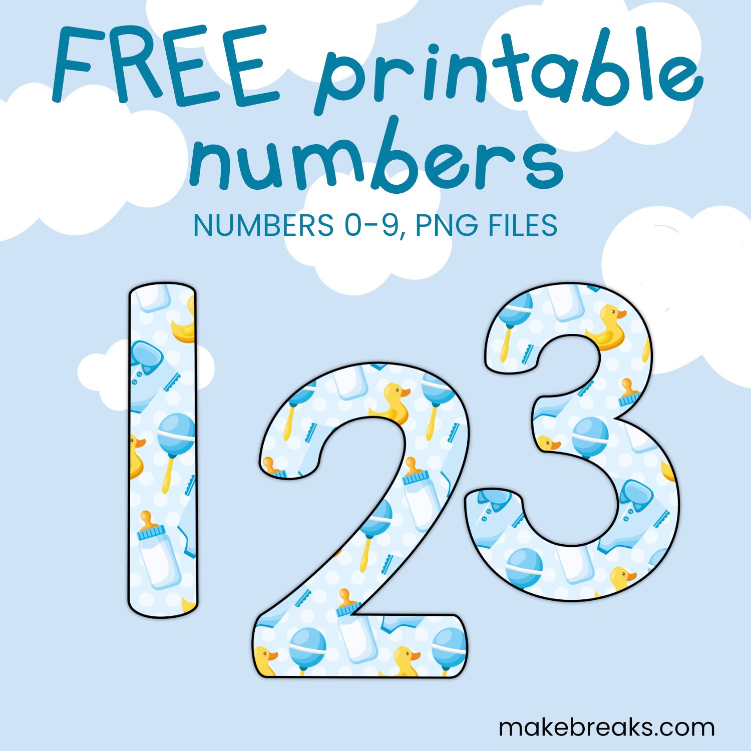 Free Blue Baby Boy Themed Printable Numbers - Make Breaks