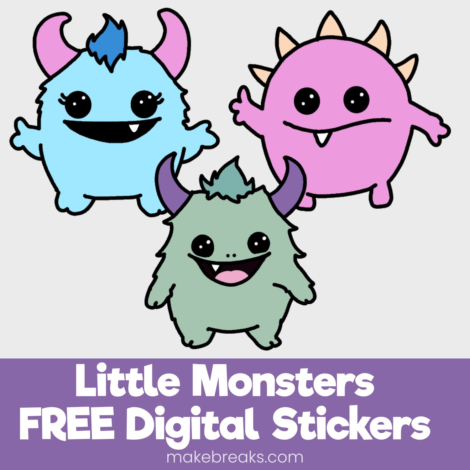 Hand Drawn Little Monsters Free Digital Planner Stickers - Make Breaks