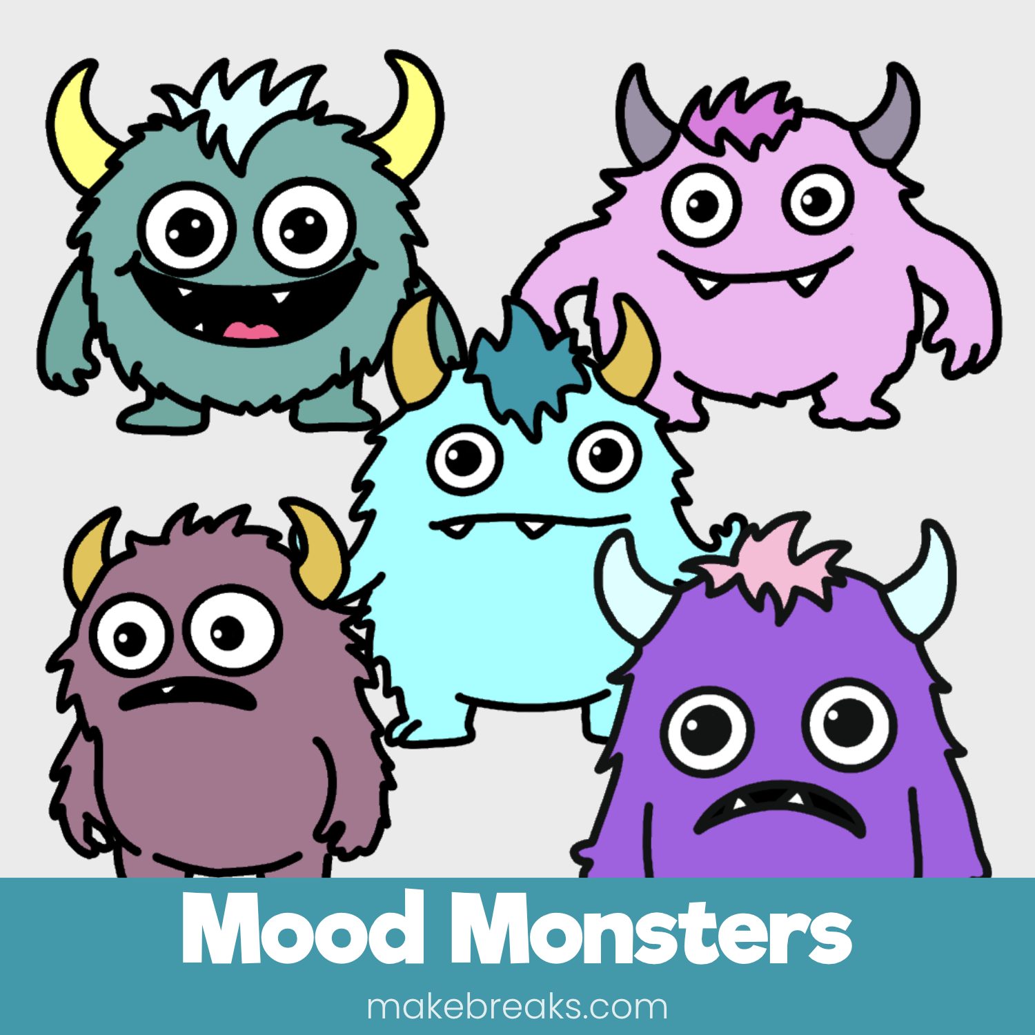 Hand Drawn Mood Monsters Free Digital Planner Stickers - Make Breaks